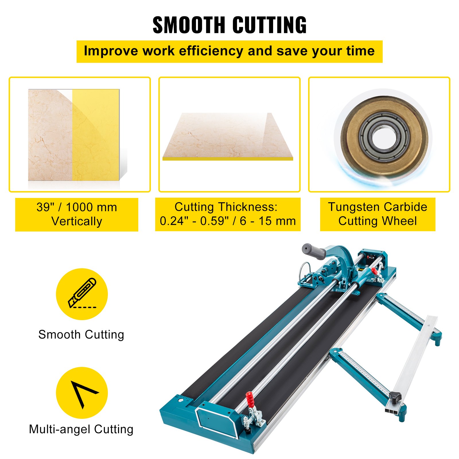 VEVOR 39Inch/1000mm Tile Cutter Double Rail Manual Tile Cutter 3/5 in ...