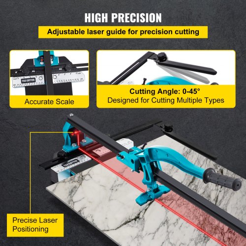 VEVOR Tile Cutter 47in Cutting Tool w/ Laser Guide Single Rail Double ...