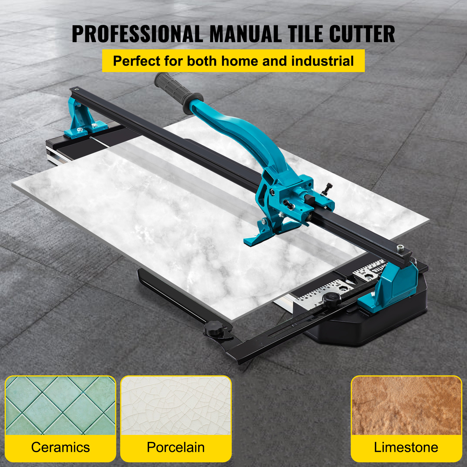 VEVOR Tile Cutter 47in Cutting Tool w/ Laser Guide Single Rail Double ...