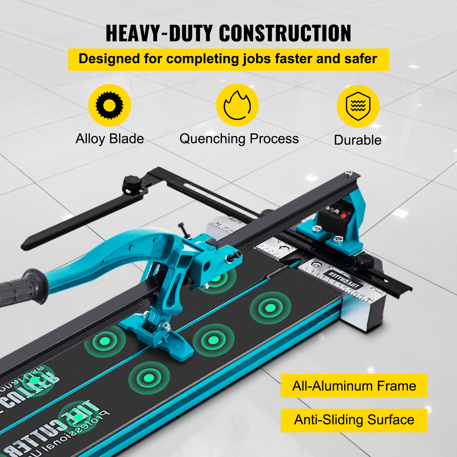 VEVOR Tile Cutter 47in Cutting Tool w/ Laser Guide Single Rail Double ...