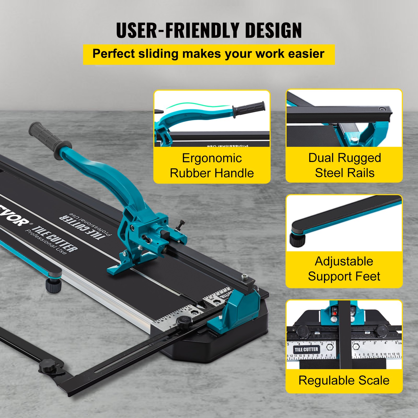 24" Manual Tile Cutter Cutting Machine 600mm Precise Industrial Heavy ...
