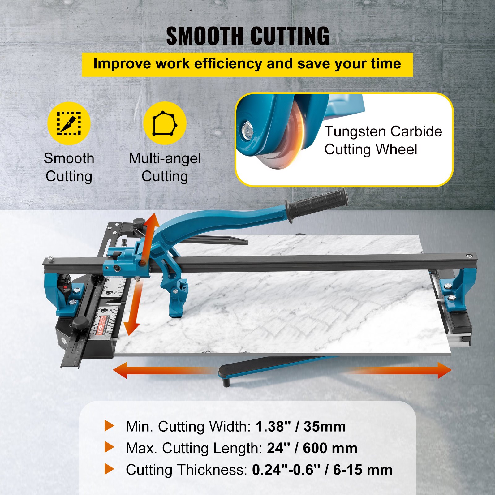 VEVOR Tile Cutter, 24 Inch Manual Tile Cutter, Tile Cutter Tools w ...