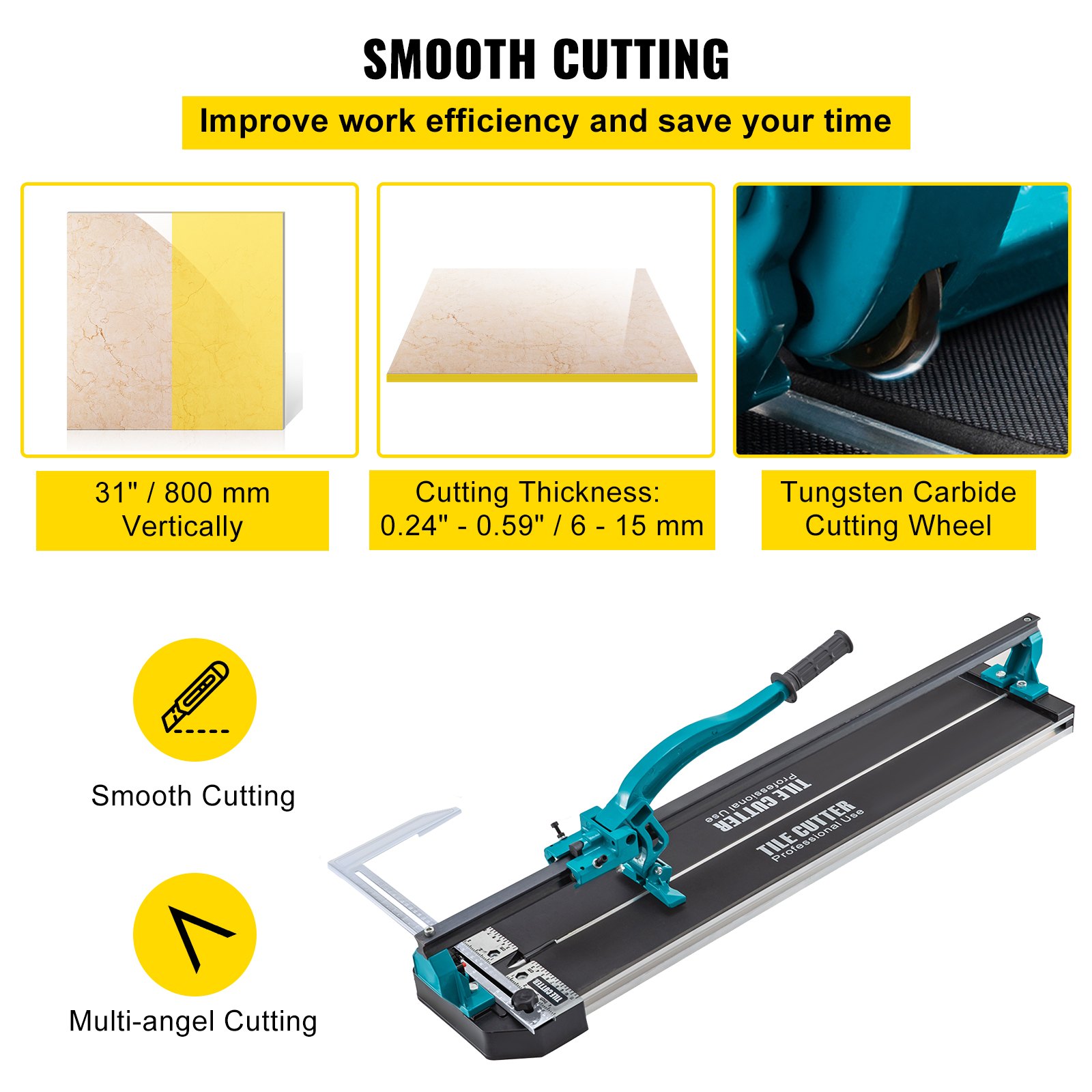 VEVOR Tile Cutter 31 Inch,Manual Tile Cutter Single Rail w/Precise ...