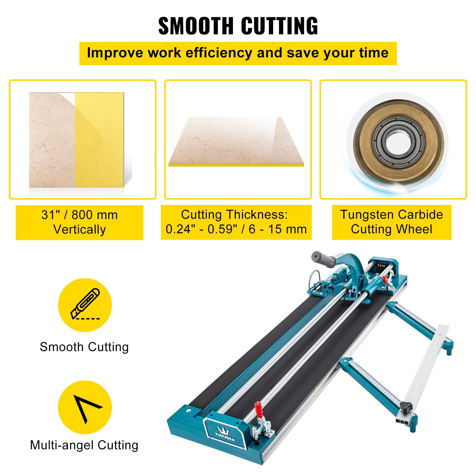 VEVOR 31.5 Inch Tile Cutter Double Rail Manual Tile Cutter 3/5 in Cap w ...
