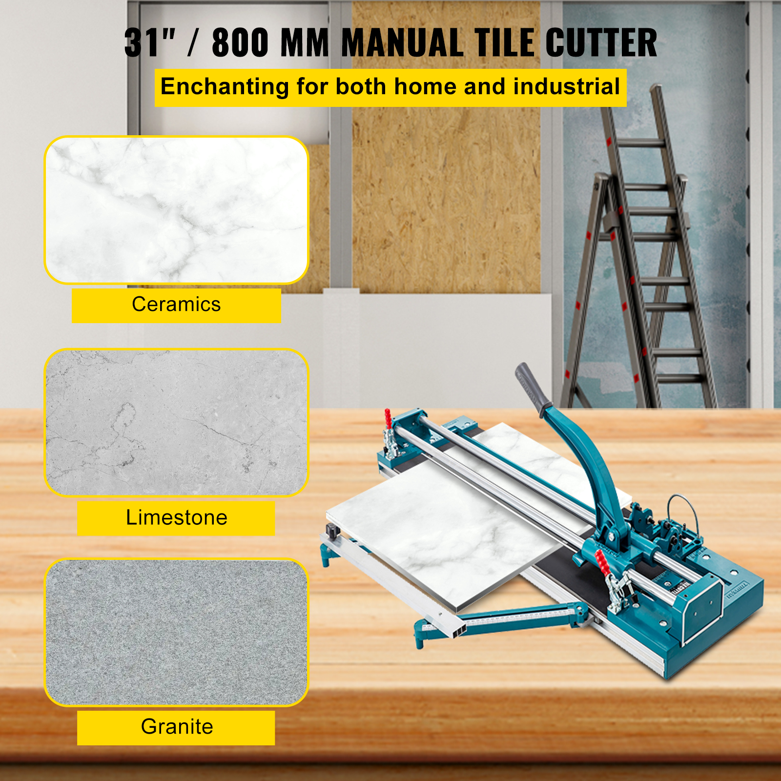 Heavy Duty Tile Cutter 3/5 in Cap 31inch Blue w/ Precise Laser ...