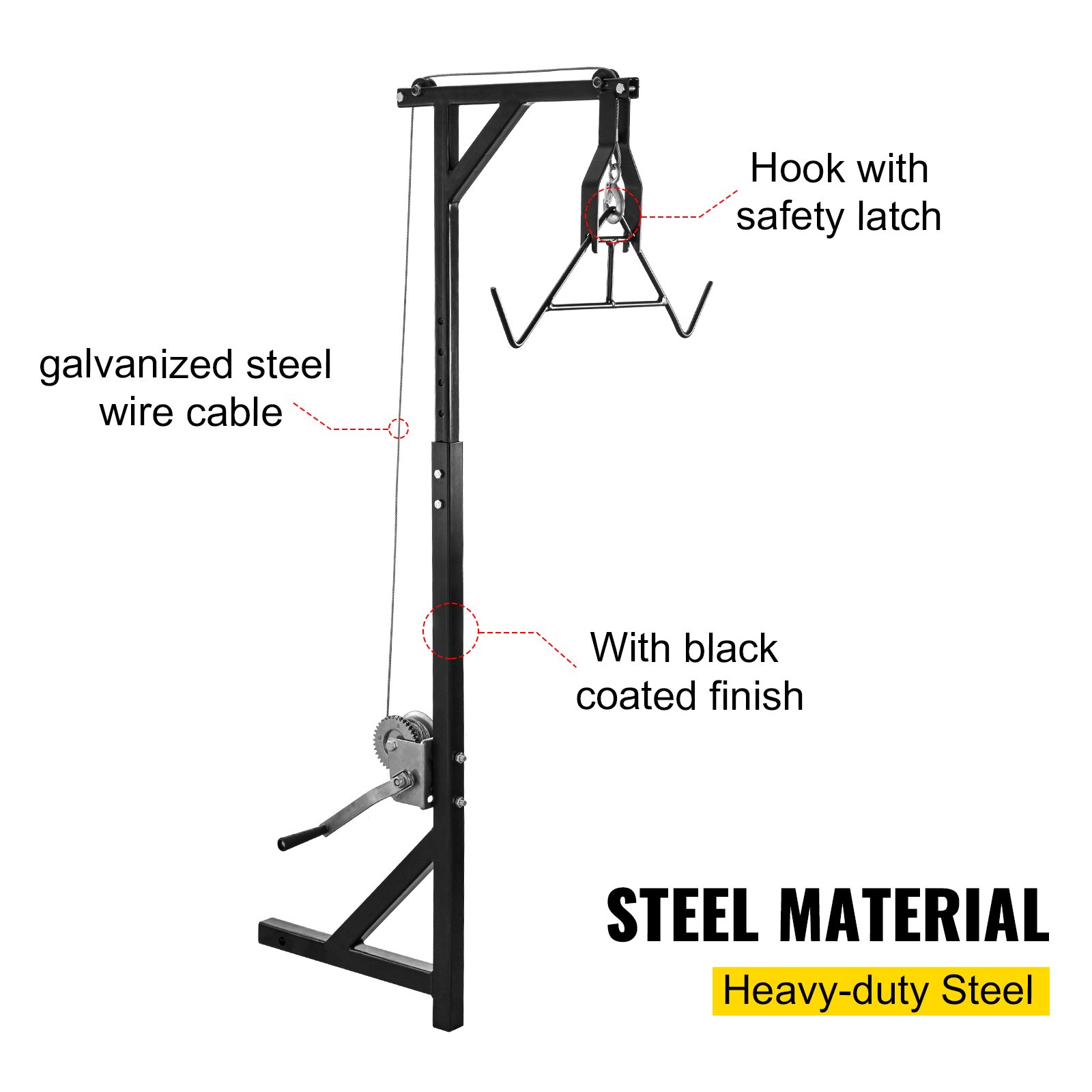 VEVOR Hitch Mounted Deer Hoist, 300lbs Capacity Hitch Game Hoist, 2 ...