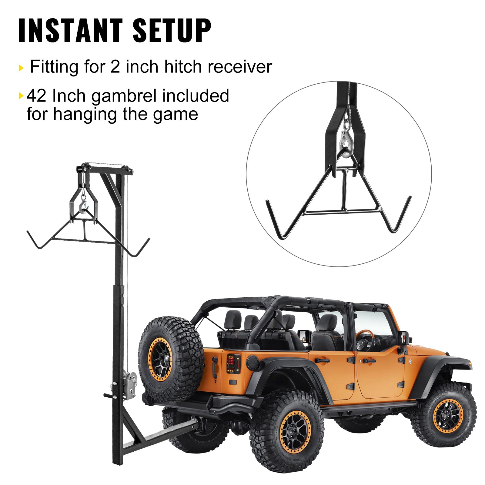 VEVOR Hitch Mounted Deer Hoist, 300lbs Capacity Hitch Game Hoist, 2 ...