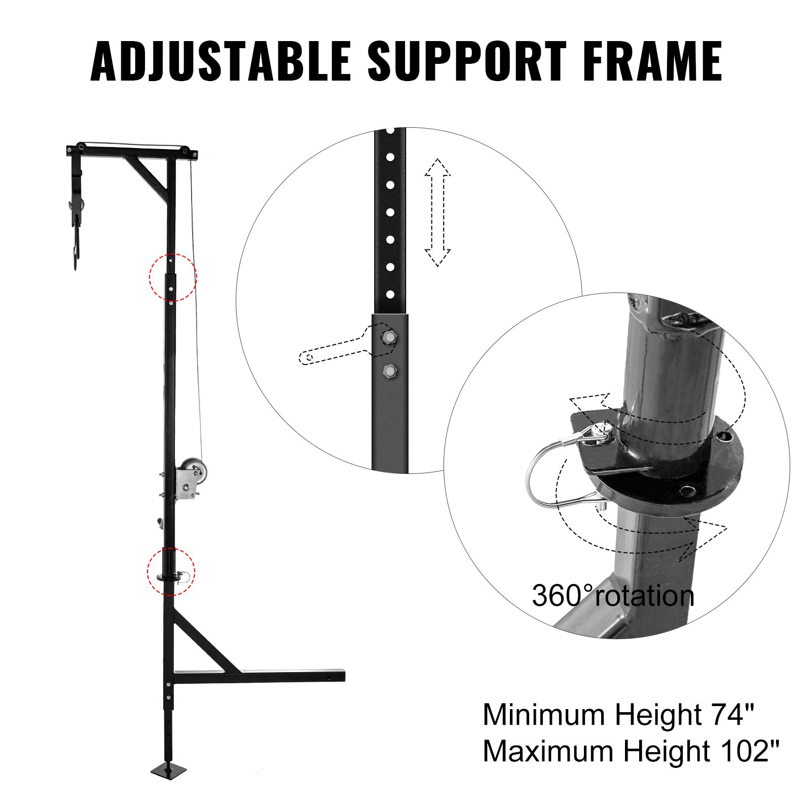 VEVOR Hitch Mounted Deer Hoist, 600lbs Capacity Hitch Game Hoist, 2 ...