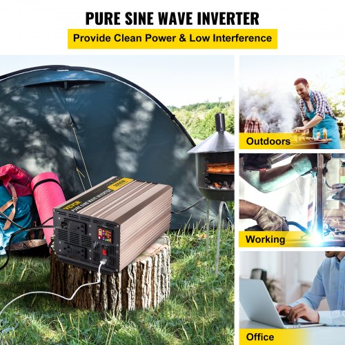 VEVOR Pure Sine Wave Inverter, 3000 Watt Power Inverter, DC 12V to AC ...