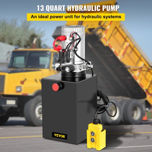 VEVOR 12V Dump Trailer 13 Quart Single Acting Steel Reservoir, 3200PSI ...