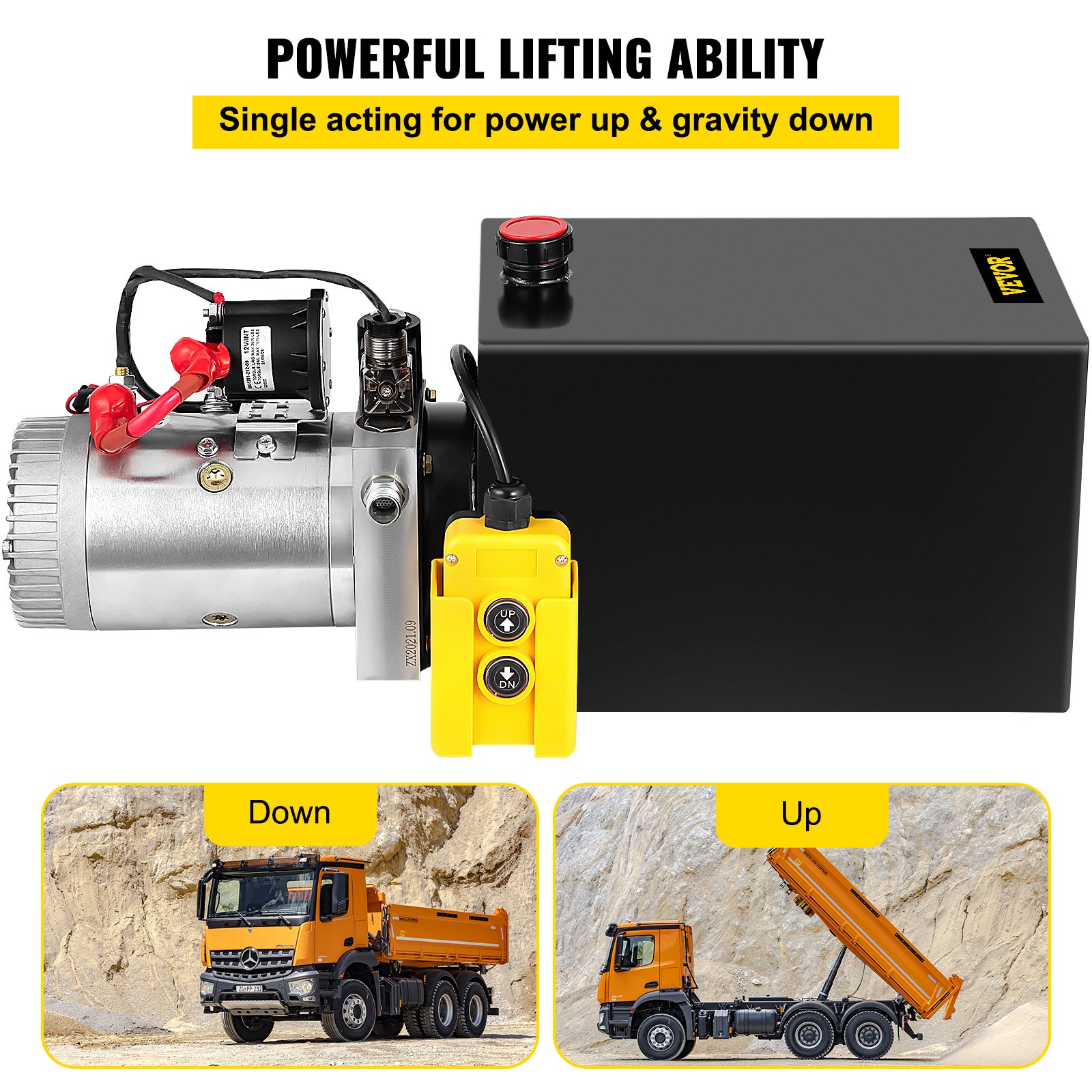 13 Quart Single Acting Hydraulic Pump Dump Trailer Unloading Unit Pack ...