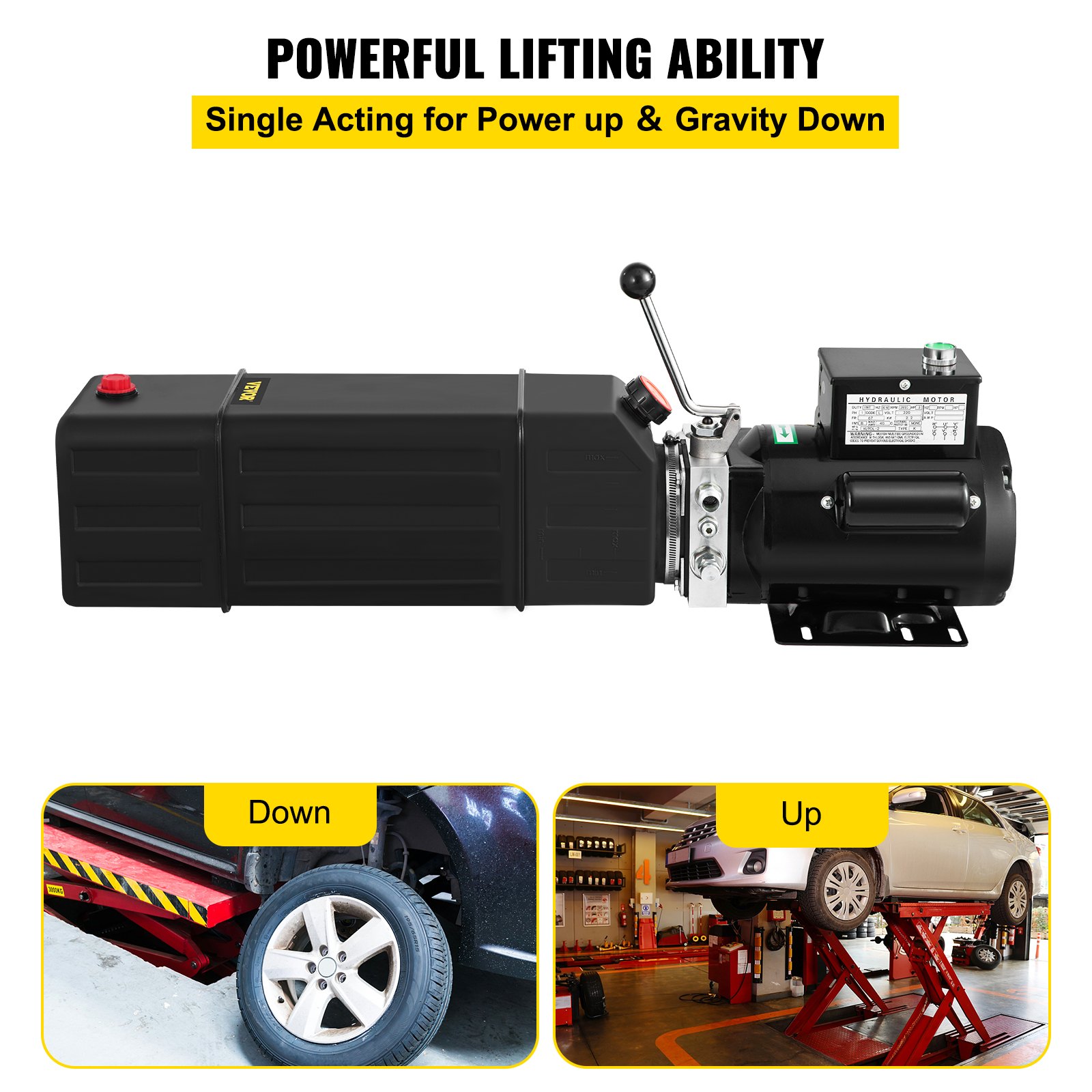 3 HP Car Auto Lift Hydraulic Power Unit Pack, 220V 60hz, 2950 PSI 3.5 ...