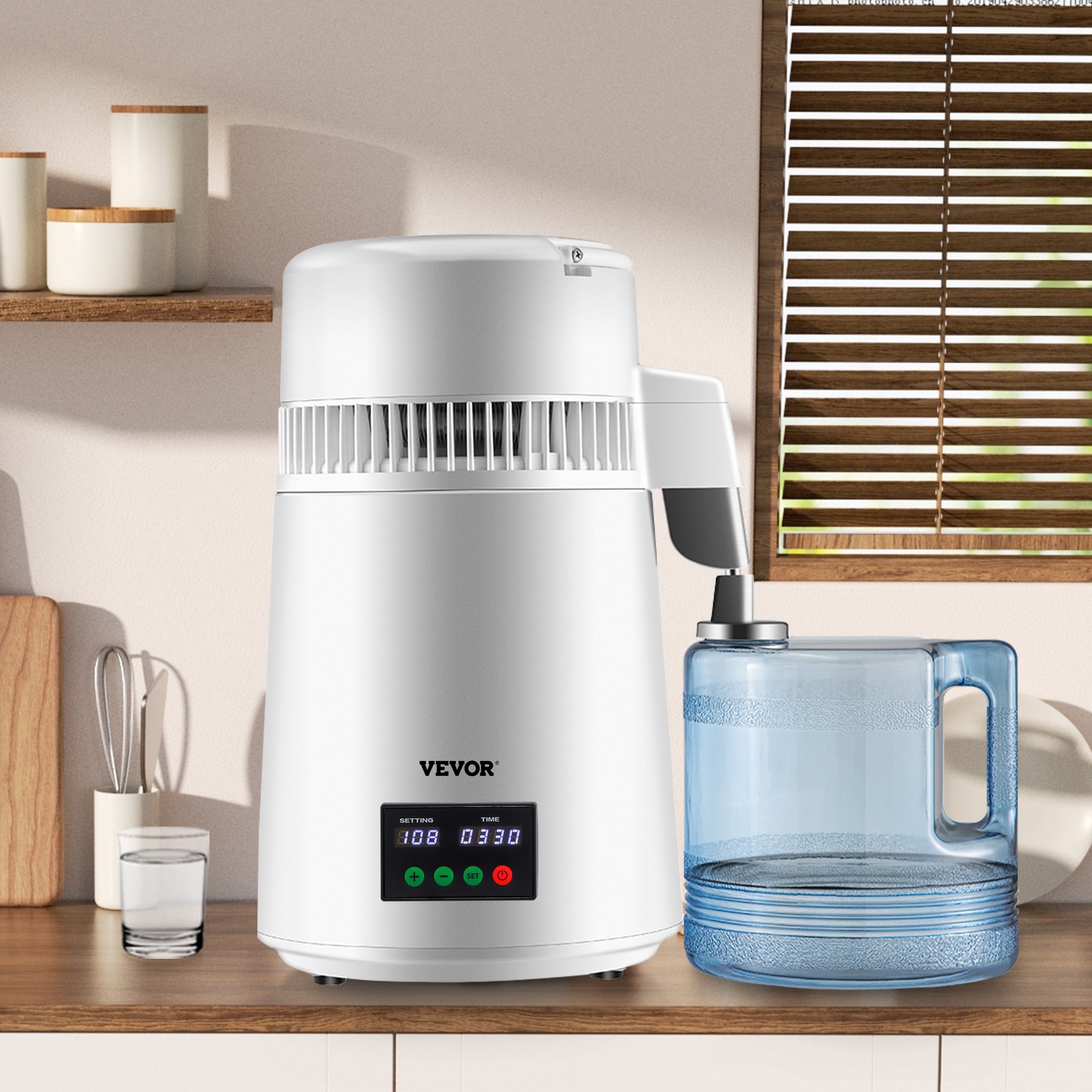 VEVOR 1.1Gal Water Distiller, 0.3Gal/H, 750W Distilled Water Maker ...