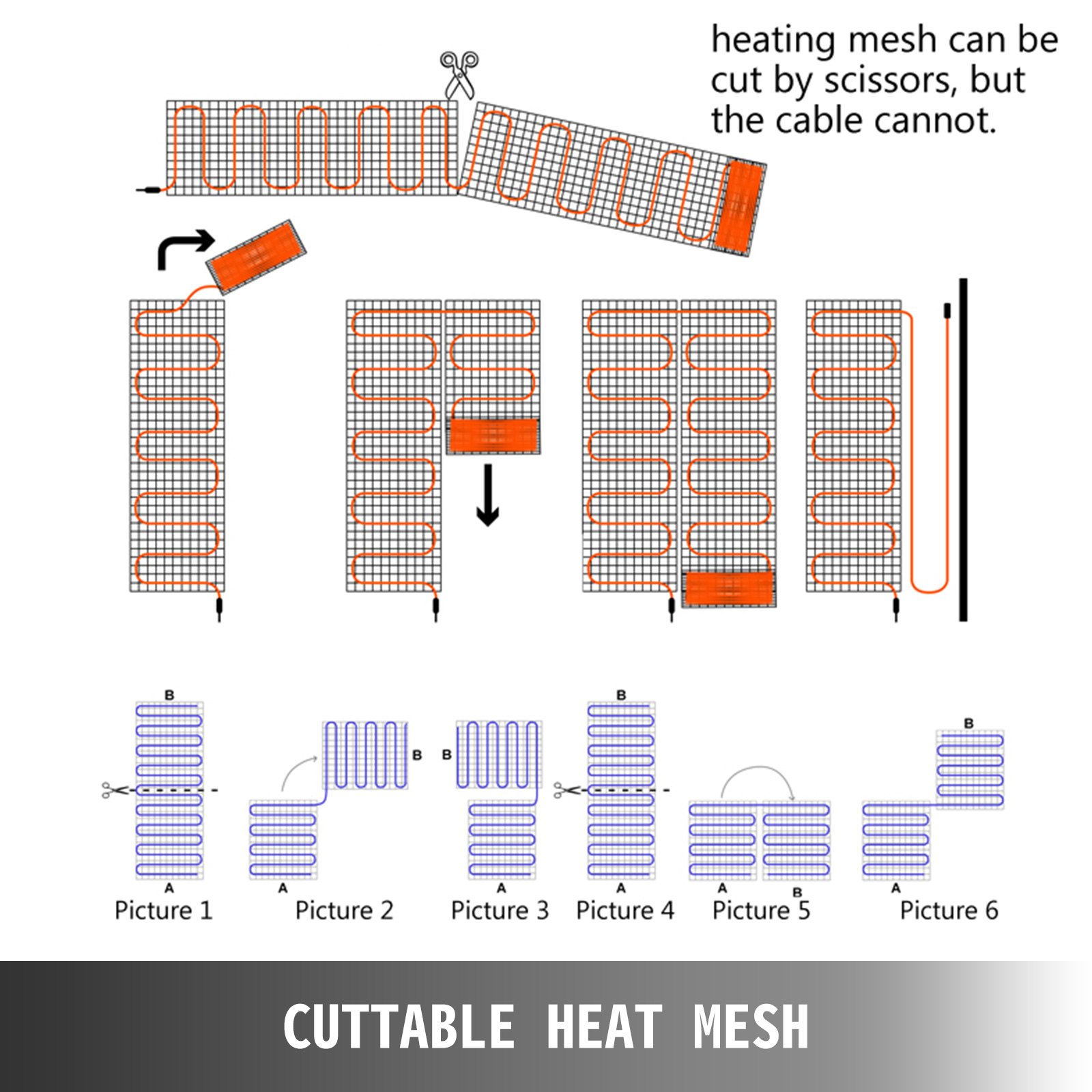 VEVOR 90 Sqft 120V Electric Radiant Floor Heating Mat with Alarmer and ...