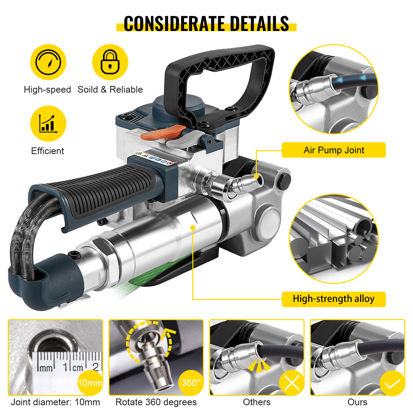 VEVOR B25 Pneumatic Strapping Tool, Hand Held Strapping Machine for 0. ...