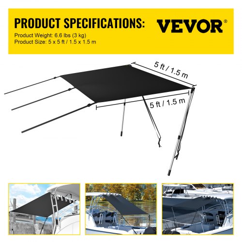 VEVOR T-top Shade Extension 5'x5' T-top Extension Kit with Telescopic ...