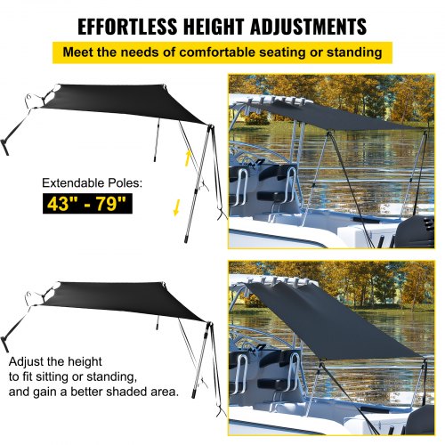 VEVOR T-top Shade Extension 6'x7' T-top Extension Kit with Telescopic ...