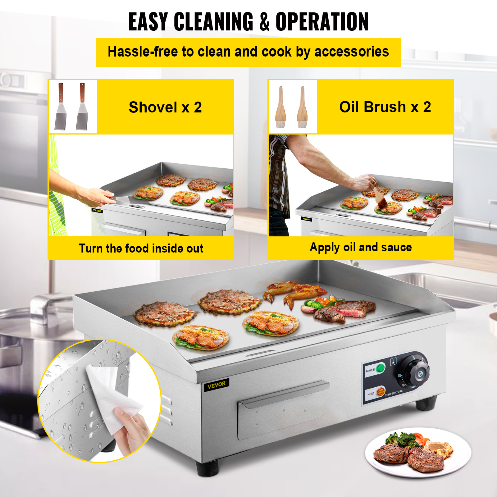 Vevor Commercial Electric Griddle Countertop Griddle Grill 18 ...