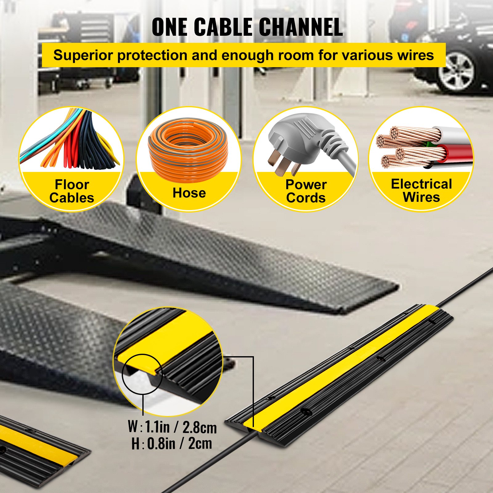 VEVOR Modular Rubber Speed Bump Driveway Cable Protector Ramp 4 Packs 1 ...