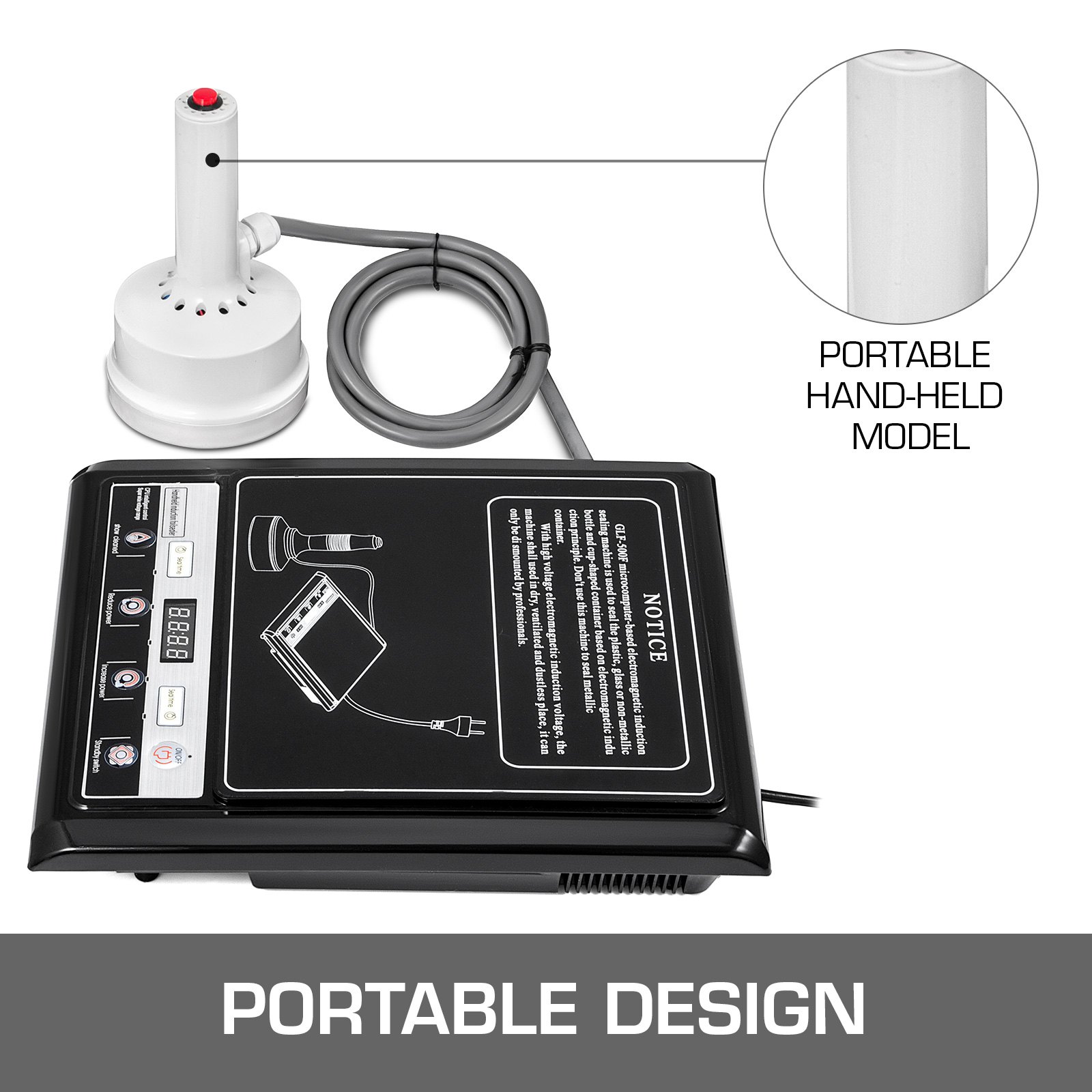 800-1200W Handheld Induction Sealer Portable Sealing Machine ...