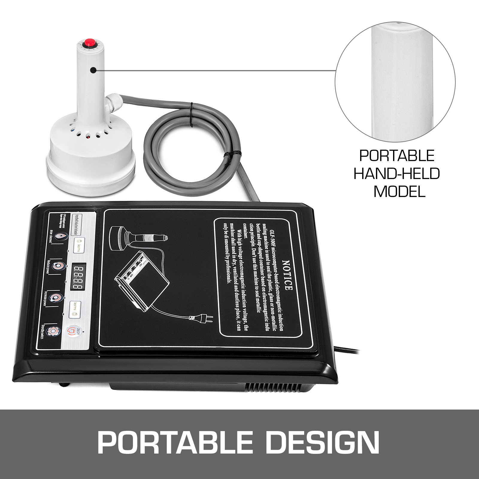 800-1200W Handheld Induction Sealer Portable Sealing Machine ...