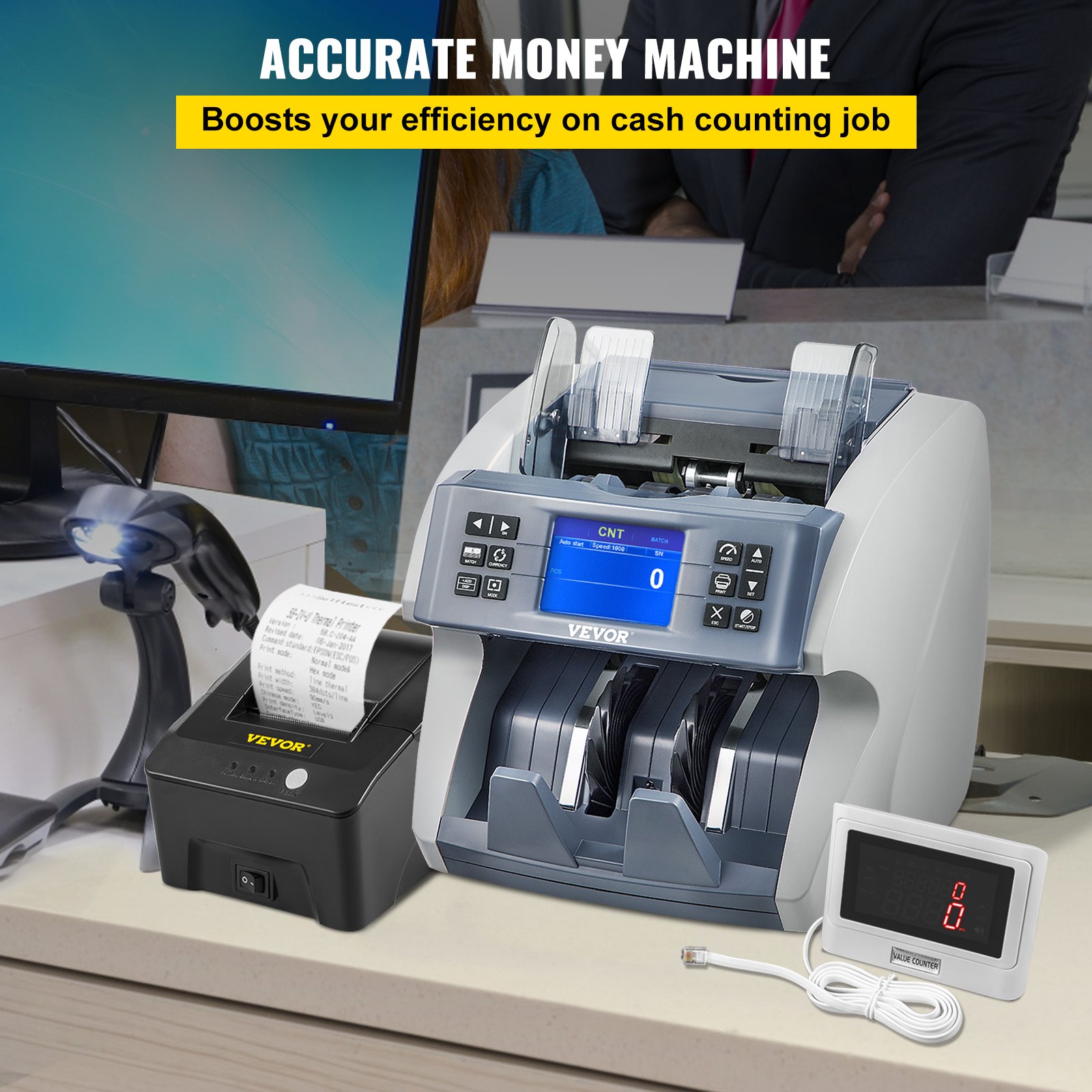 VEVOR Money Counter Machine, Mixed Denominations 2CIS,UV, MG, MT,IR, DB ...