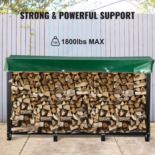 Vevor Firewood Log Rack Firewood Rack Outdoor 10' Black Wood Storage ...