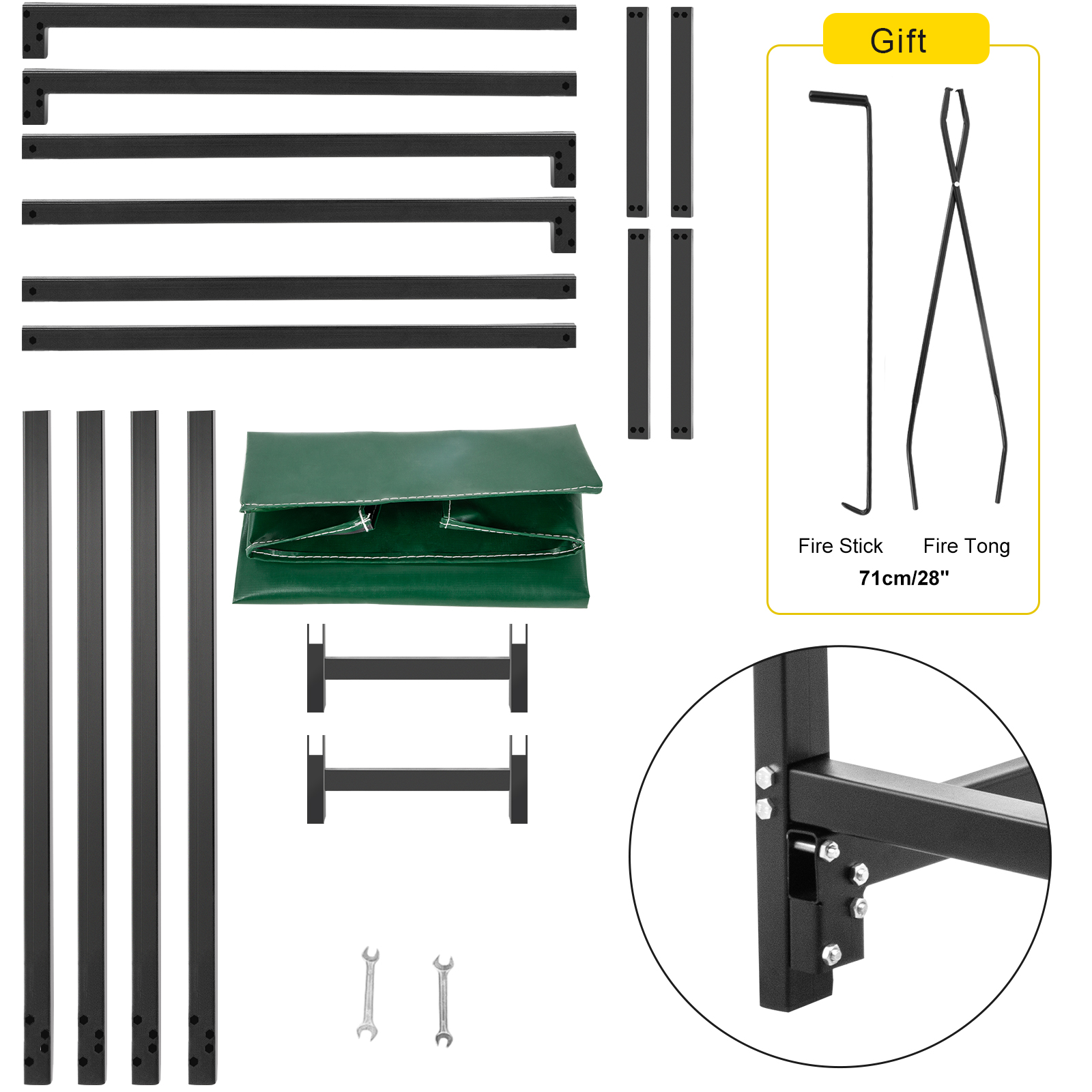 Vevor Firewood Log Rack Firewood Rack Outdoor 10' Black Wood Storage ...