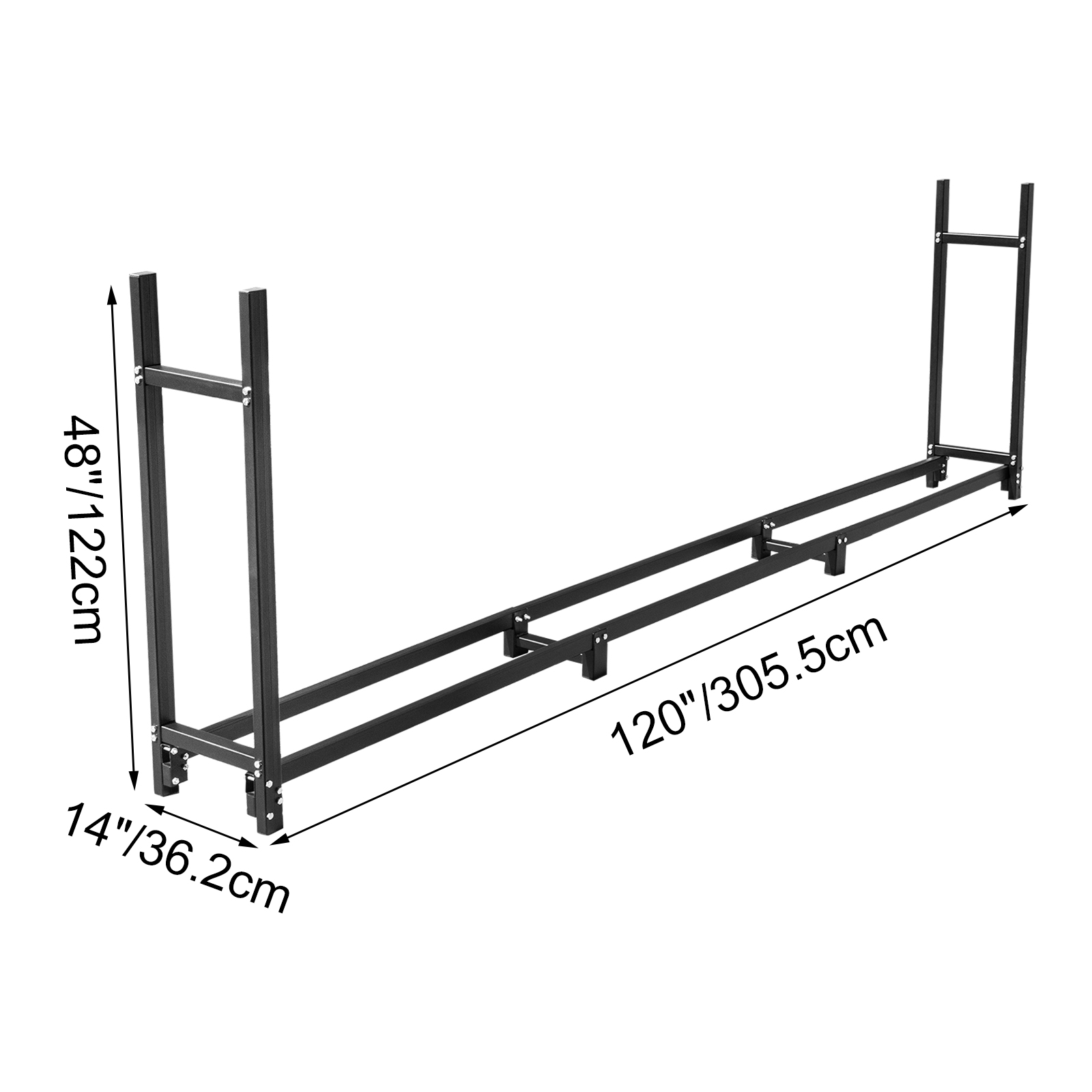 Vevor Firewood Log Rack Firewood Rack Outdoor 10' Black Wood Storage ...