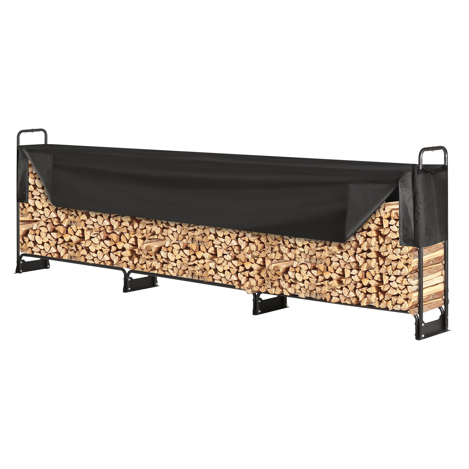 VEVOR 12.7FT Outdoor Firewood Rack with Cover, 152x14.2x46.1in,Heavy ...