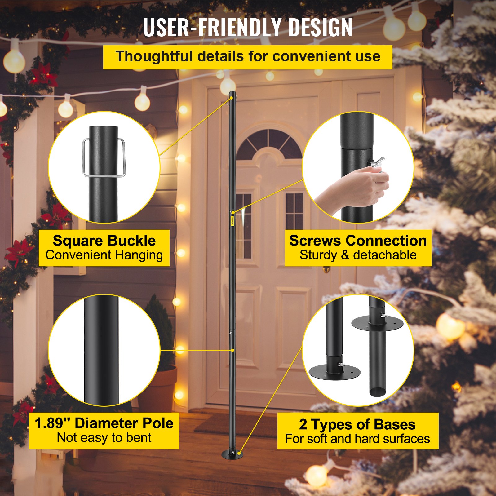 VEVOR String Light Poles Outdoor Metal Pole 10.6FT 2PCS Steel for Patio ...