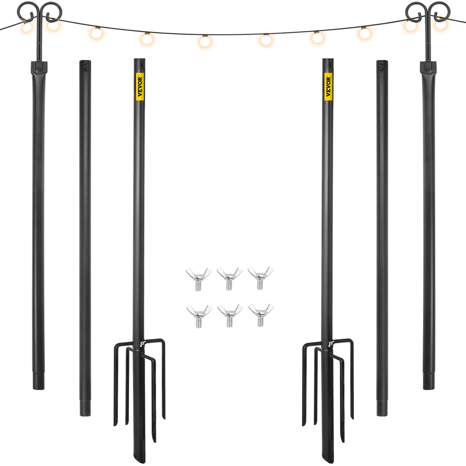 VEVOR String Light Poles, 2 Pack 9.7 FT, Outdoor Powder Coated ...