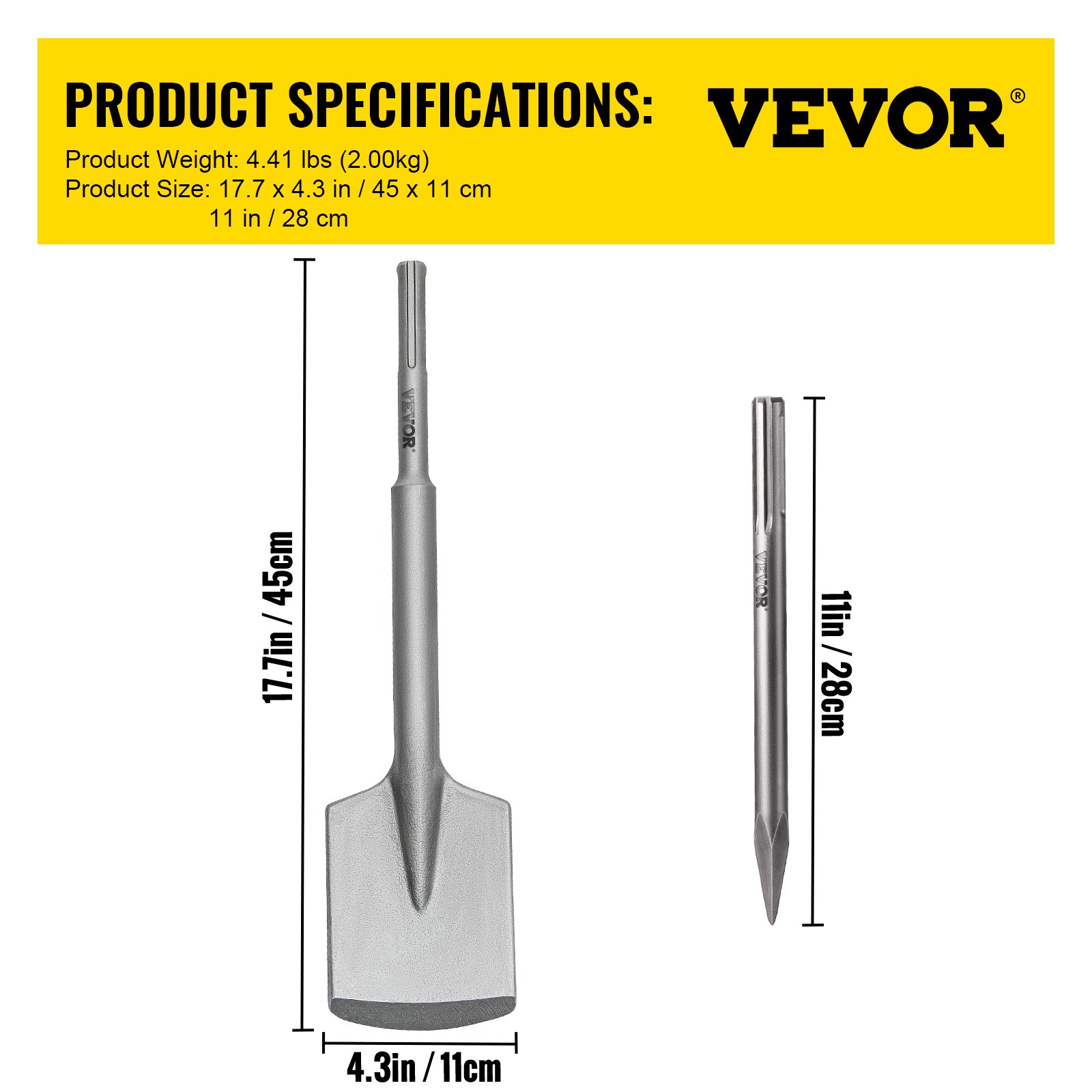 VEVOR VEVOR Clay Spade Scoop Shovel Bit SDS Max Jack Hammer Chisel Bits ...