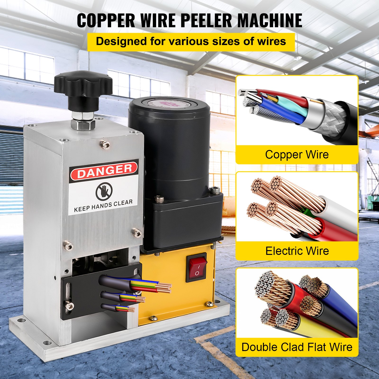 VEVOR Cable Wire Stripping Machine 0.04"-1.18", Portable Scrap Cable ...