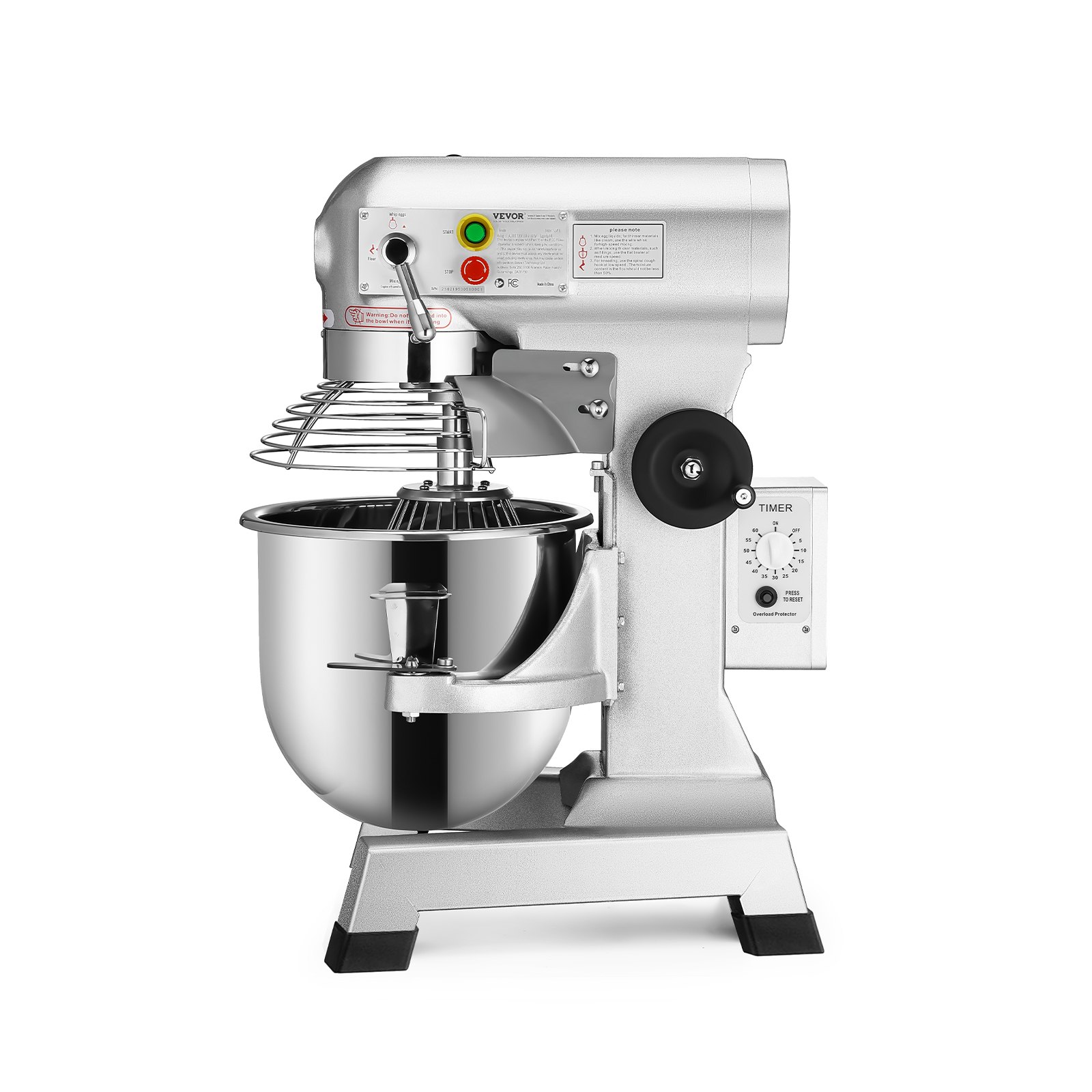 VEVOR Commercial Food Mixer 20Qt 750W 3 Speeds Adjustable 105 180 and ...