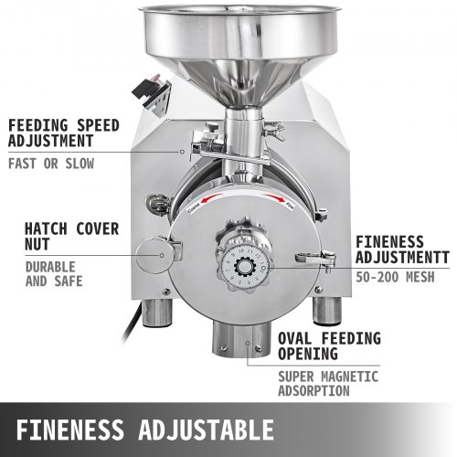 VEVOR Commercial Grinding Machine for Grain 2200W,Electric Stainless ...