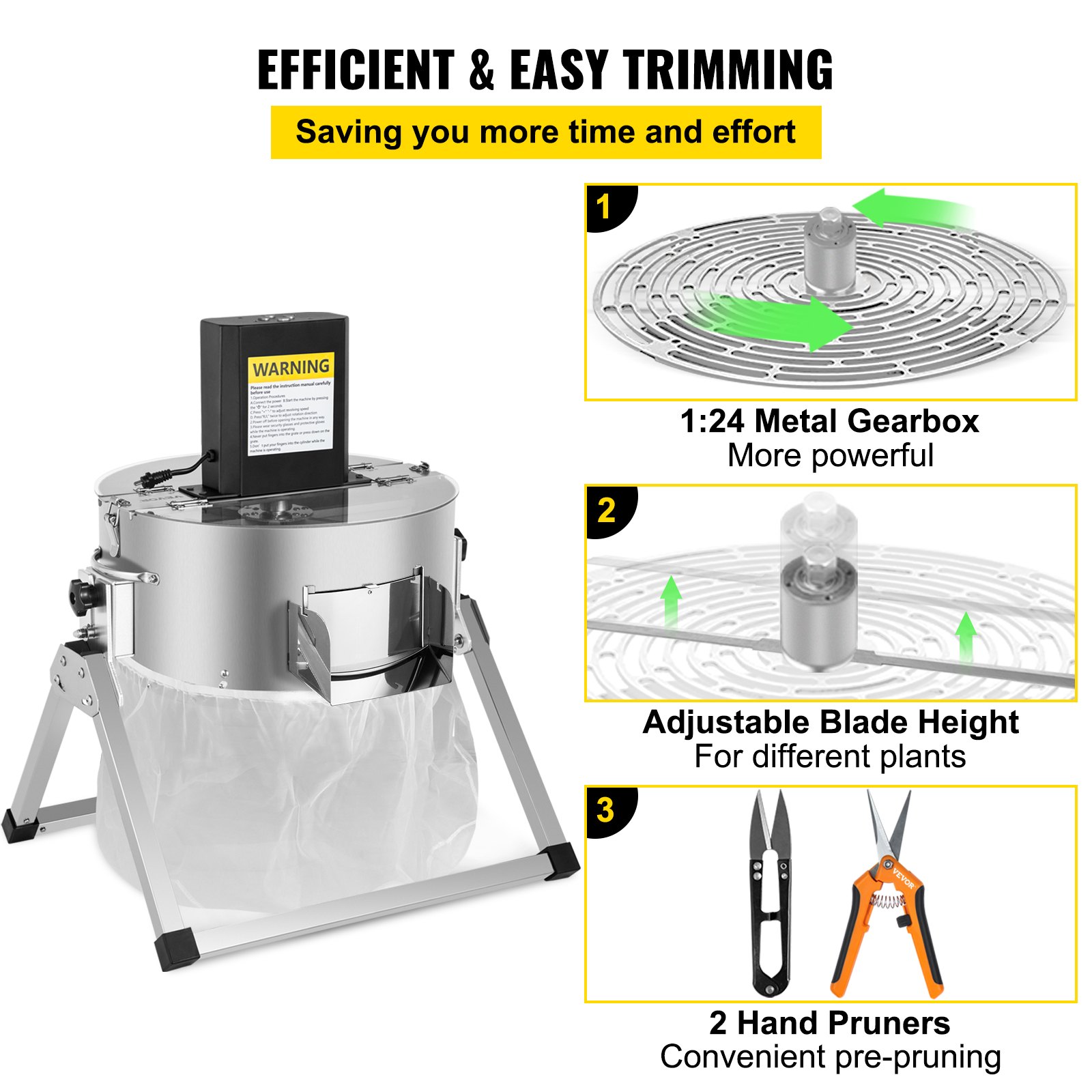 VEVOR Bud Leaf Trimming Machine Hydroponics Trimmer 16" Electric and ...