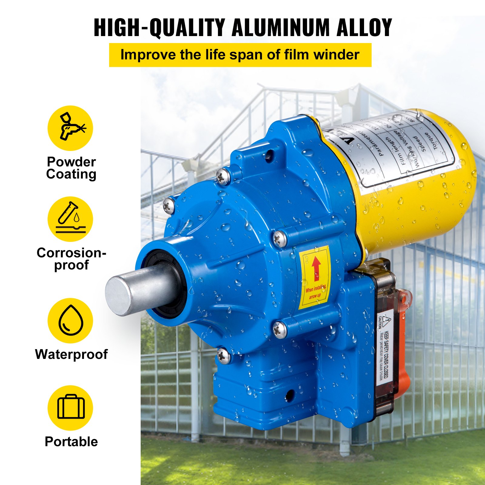 VEVOR Greenhouse Electronic Film Roll Up Motor Venting Film Roller 100W ...