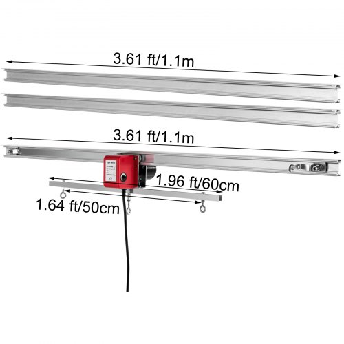 Vevor 10.8ft Light Track Rail 110v 10rpm Grow Light Mover Adjustable ...