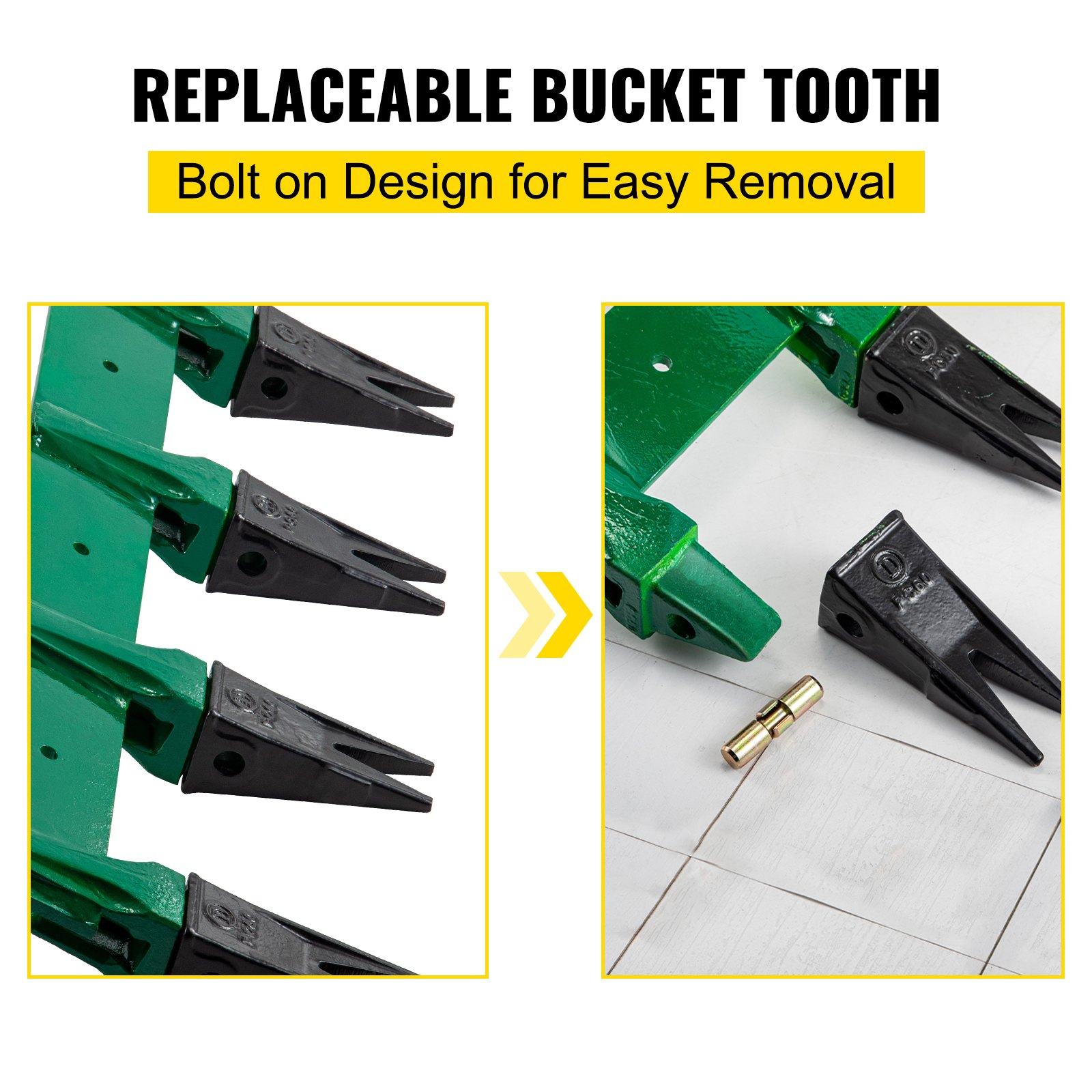 VEVOR Bucket Tooth Bar, 64'' Bolt on Tooth Bar, with 8 Weld-on Shanks ...