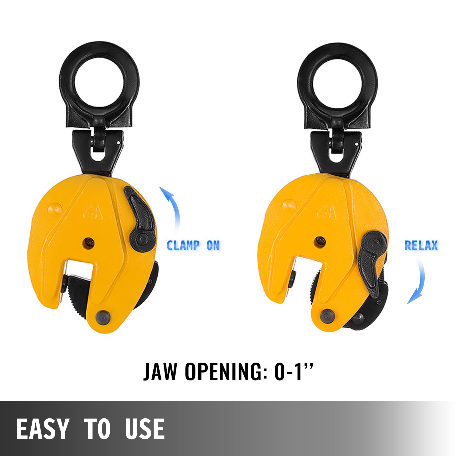 4400lbs Industrial Vertical Plate Lifting Clamp Lift 0-1inch Opening ...