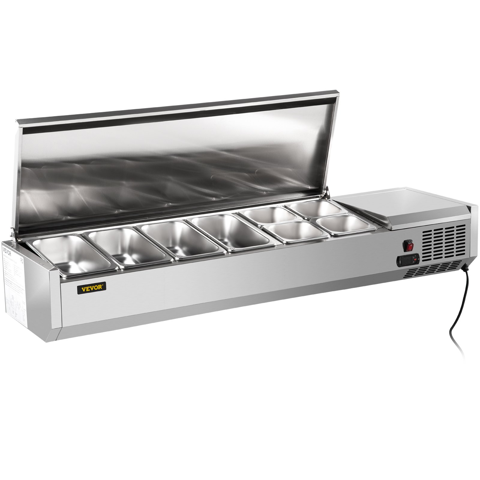 VEVOR Refrigerated Condiment Prep Station, 60-Inch, 16.8Qt Sandwich ...