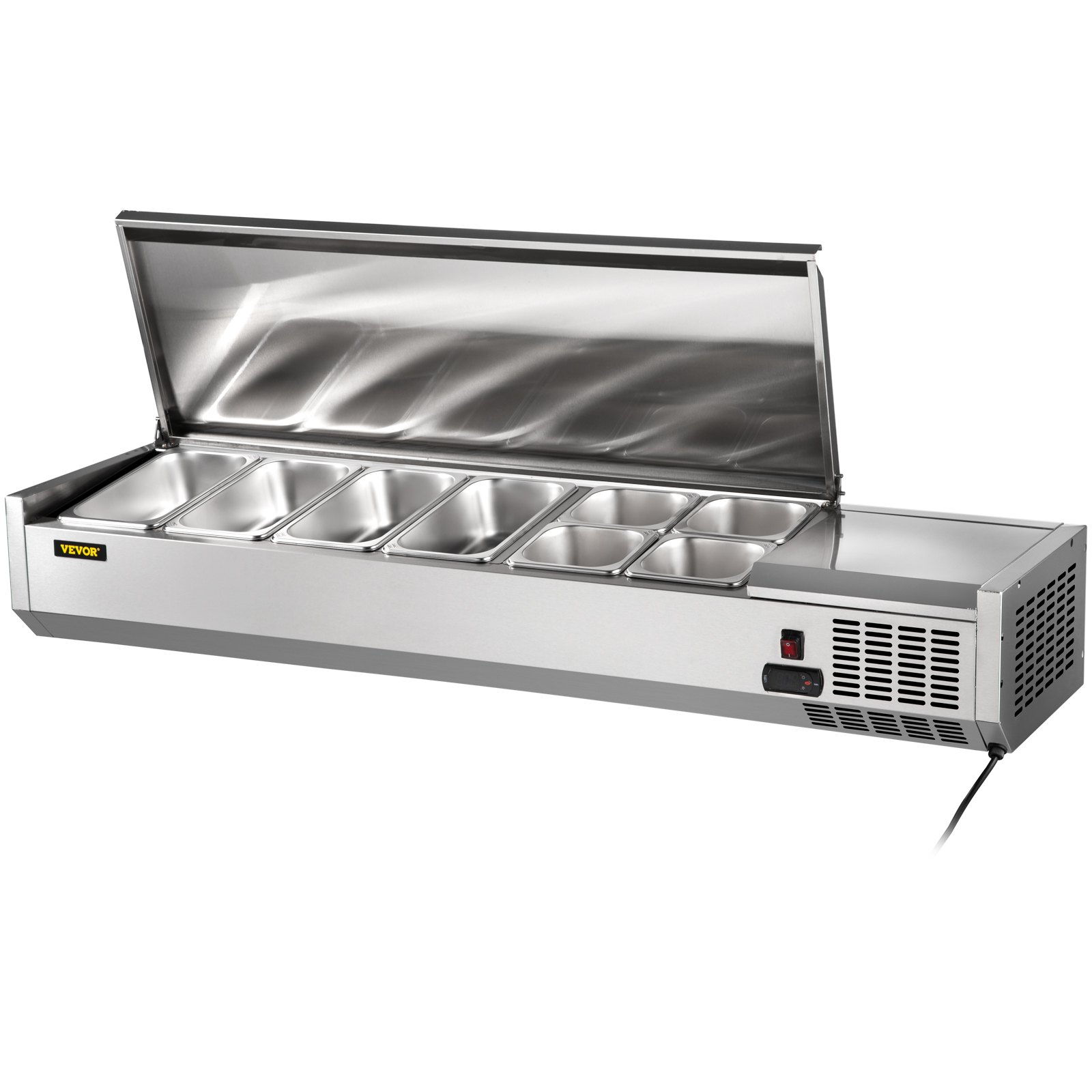 VEVOR Refrigerated Condiment Prep Station, 60-Inch, 16.8Qt Sandwich ...