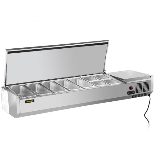 VEVOR Refrigerated Condiment Prep Station, 71-Inch, 19.8Qt Sandwich ...
