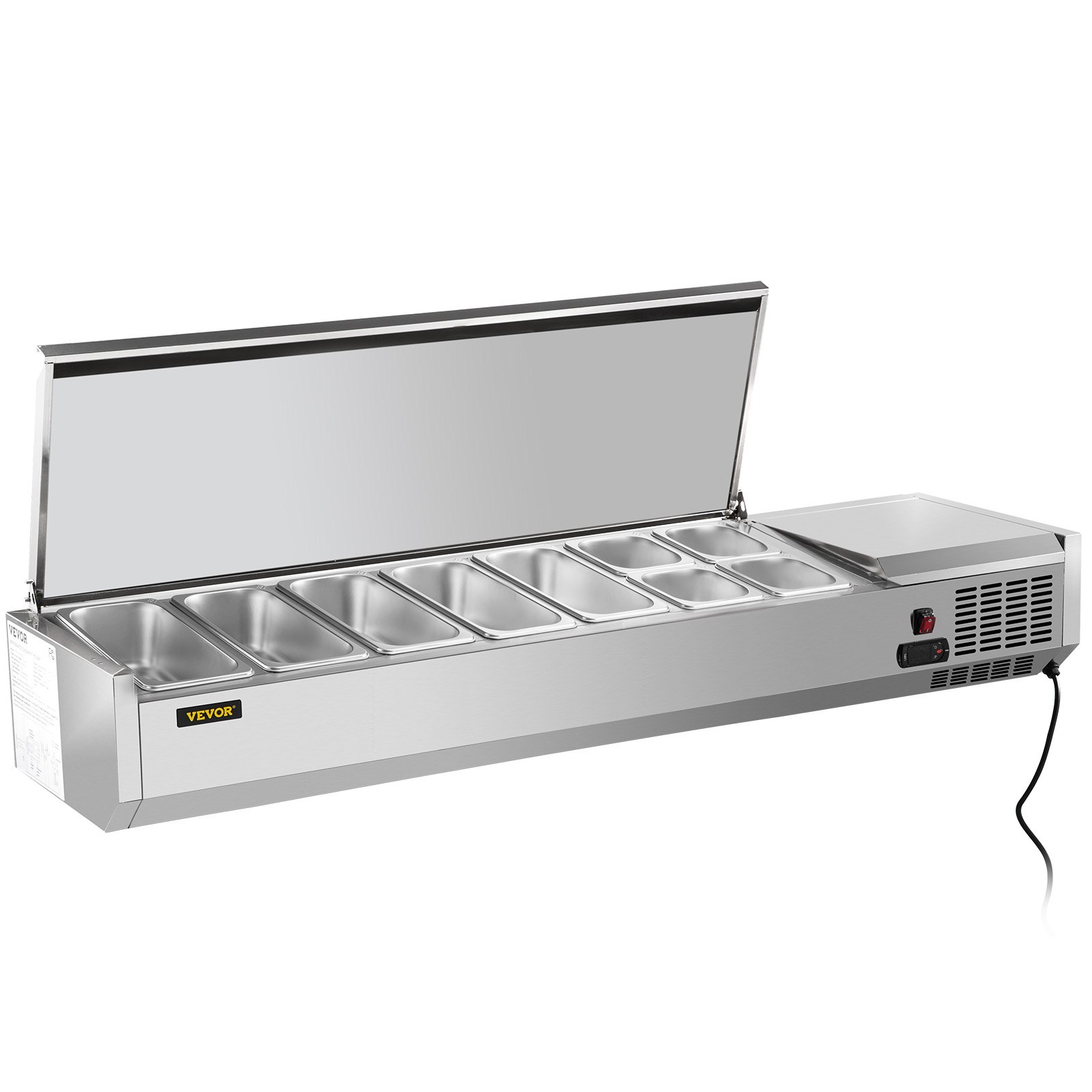 VEVOR Refrigerated Condiment Prep Station, 71-Inch, 19.8Qt Sandwich ...