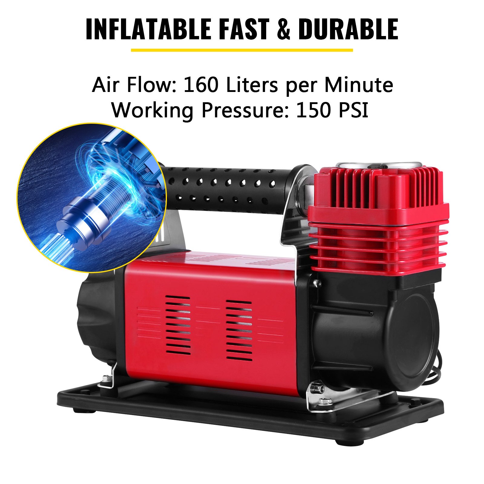 VEVOR 12v Air Compressor 4x4 Tyre Pump Car Van Truck Single Stage High ...