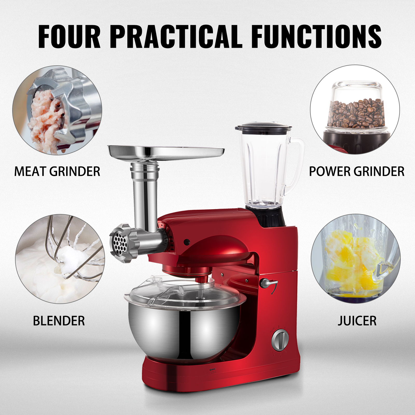 VEVOR Stand Mixer,4 in 1 1000W Multifunctional Electric Kitchen Mixer 6 ...