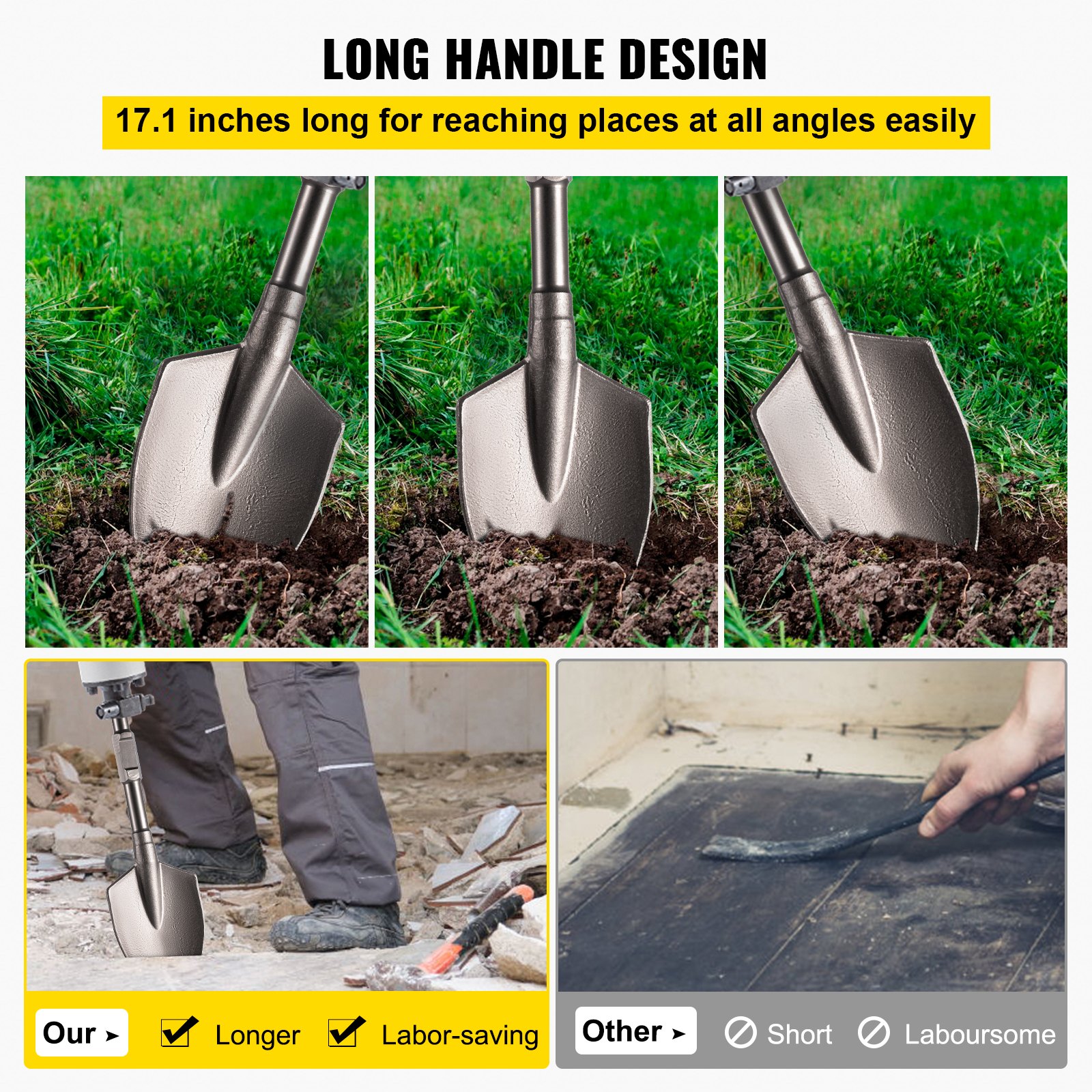 VEVOR Clay Spade Chisel Bit for Demolition Jack Hammer, Carrying Case ...