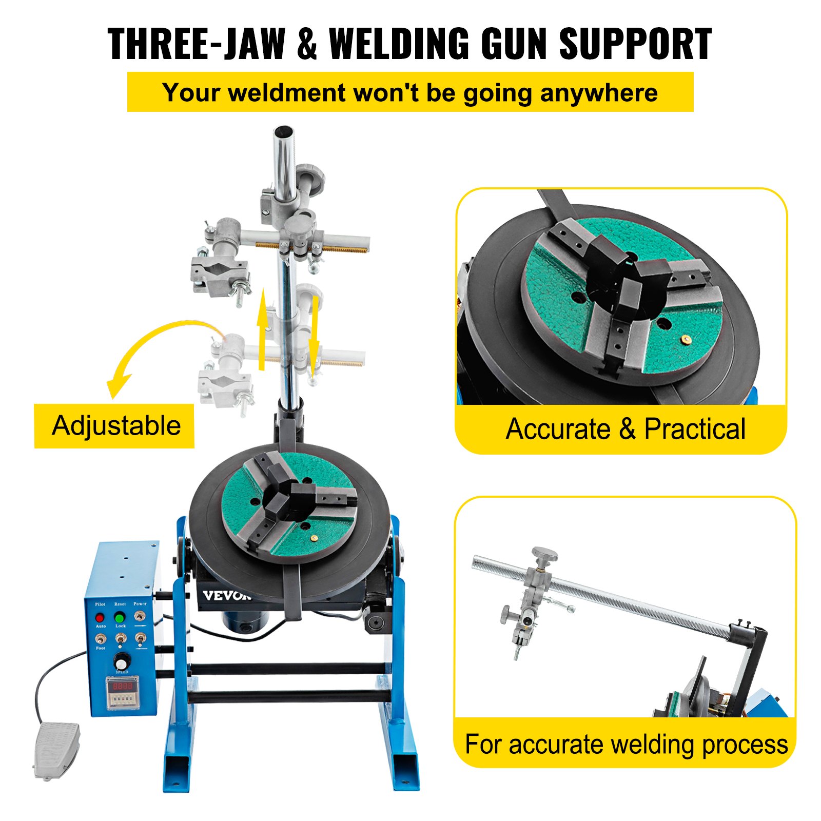 VEVOR VEVOR 30KG Rotary Welding Positioner Turntable with 200mm Chuck ...