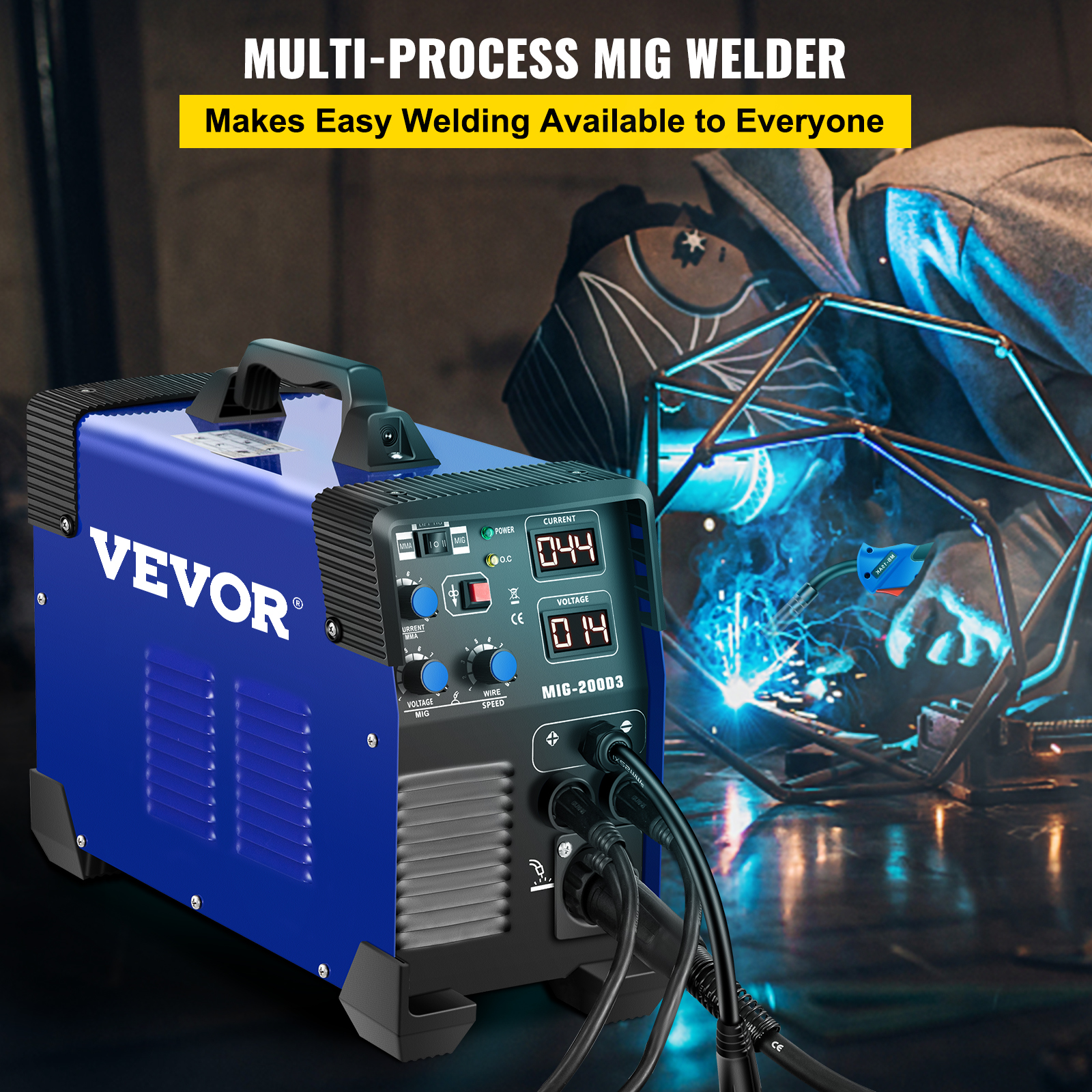 VEVOR Vevor 3 In 1 Mig/mma/tig Mig-200 Inverter Welder 200amp Combo Welding Machine | VEVOR EU